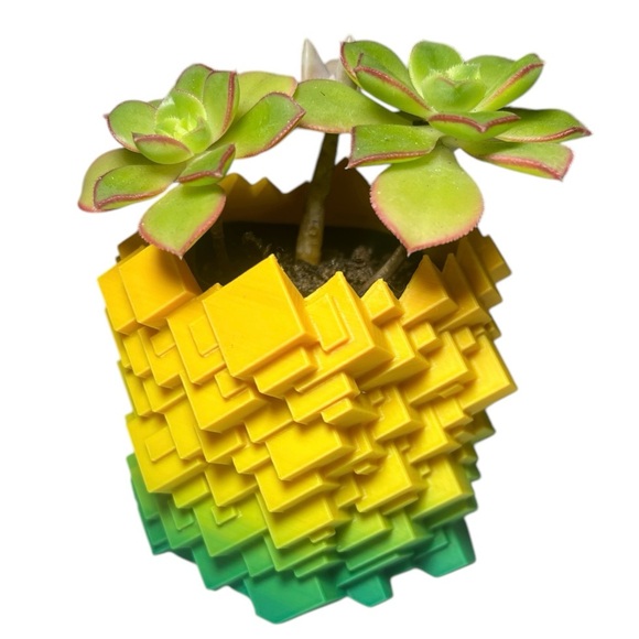 Accents | 3d Printed Ecofriendly Geometric Yellow And Green Planter Pot ...
